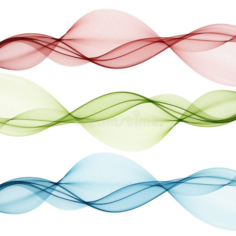 Set of Colored Waves. Abstract Horizontal Beautiful Vector Waves on ...