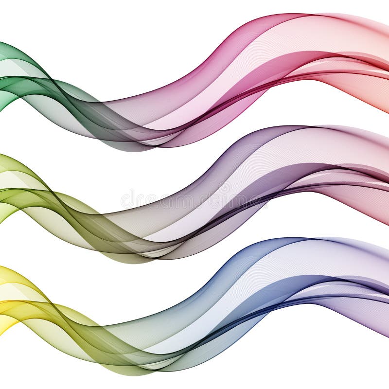 Set of Colored Waves. Abstract Wave Patterns. Layout for Advertising ...