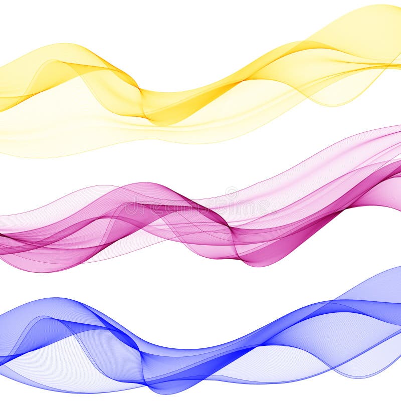 Set of Colored Waves. Colorful, Bright, Abstract Lines. Eps 10 Stock ...
