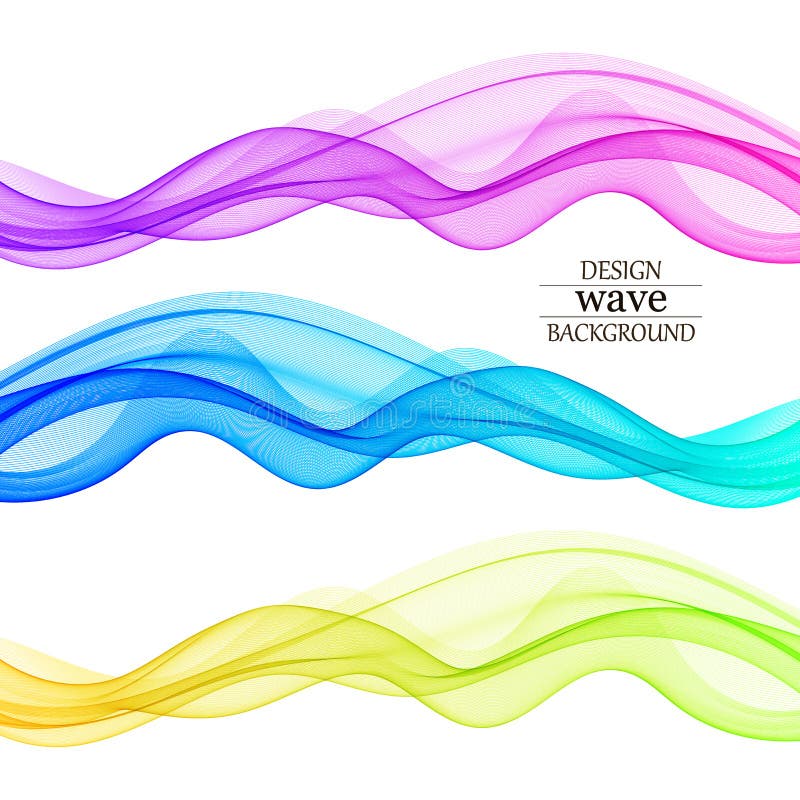 Set of Colored Waves on a White Background, Horizontal Blue, Lilac and ...