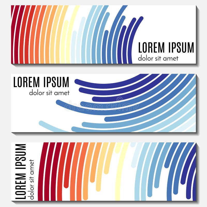 Set of Colorful Abstract Header Banners with Curved Lines and Place for ...