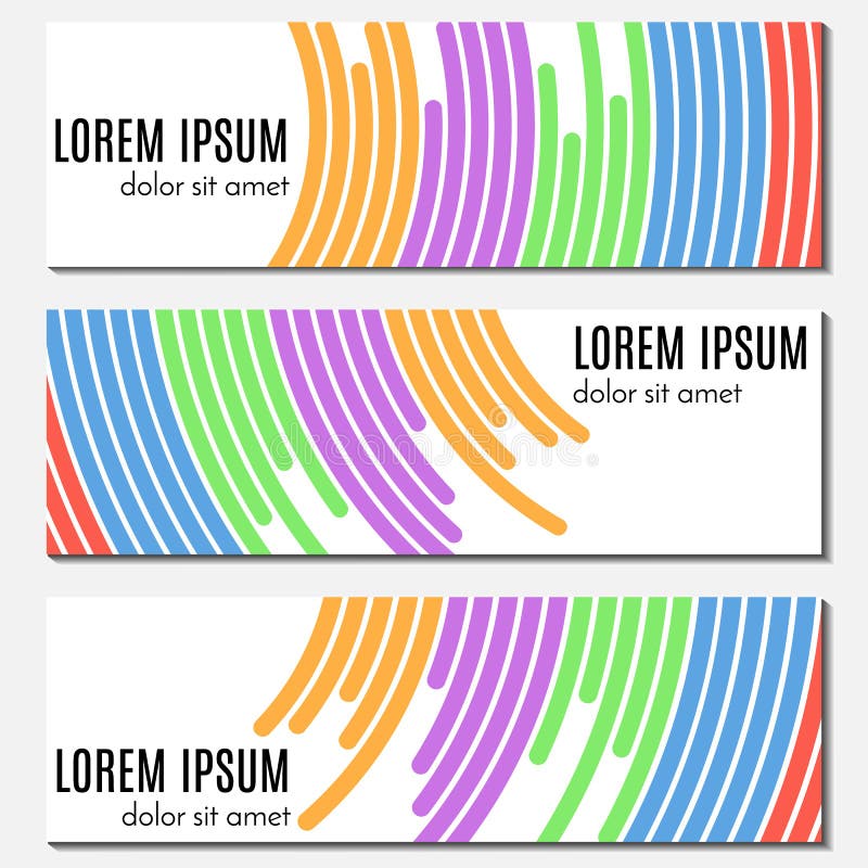 Set of Colorful Abstract Header Banners with Curved Lines and Place for ...