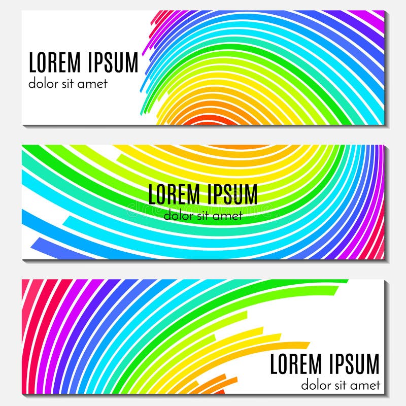 Set of Colorful Abstract Header Banners with Curved Lines and Place for ...