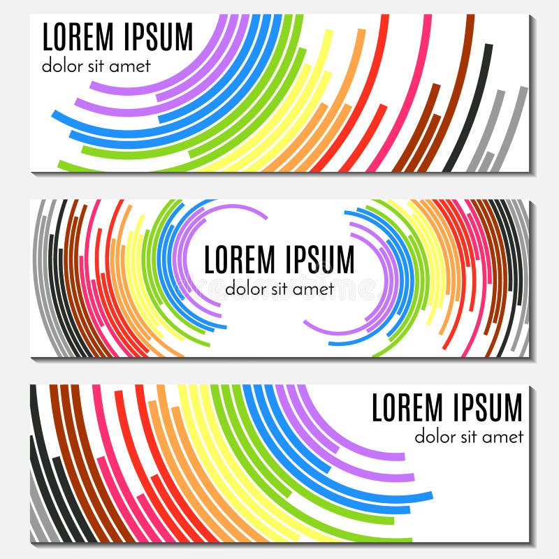Set of Colorful Abstract Header Banners with Curved Lines and Place for ...