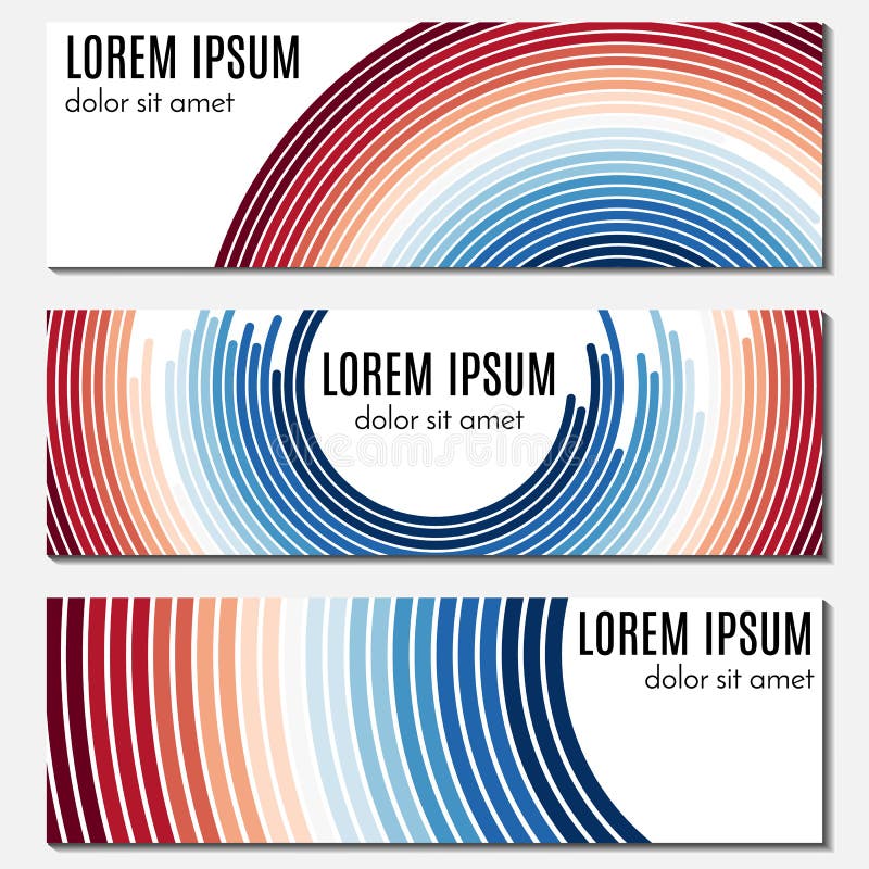 Set of Colorful Abstract Header Banners with Curved Lines and Place for ...