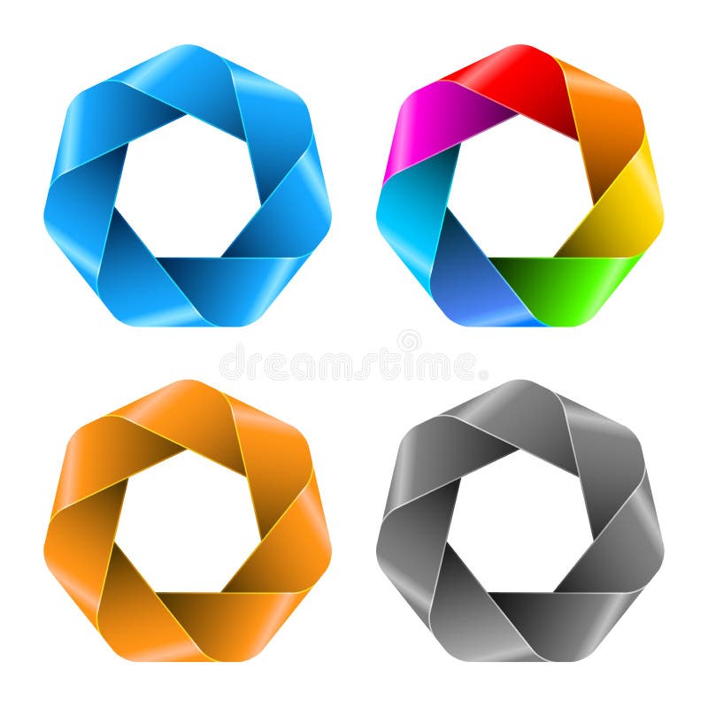 Set of Colorful Abstract Polygon Icons. Stock Vector - Illustration of ...