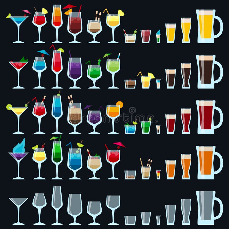 Set of Colorful Alcohol Drinks Stock Vector - Illustration of ...