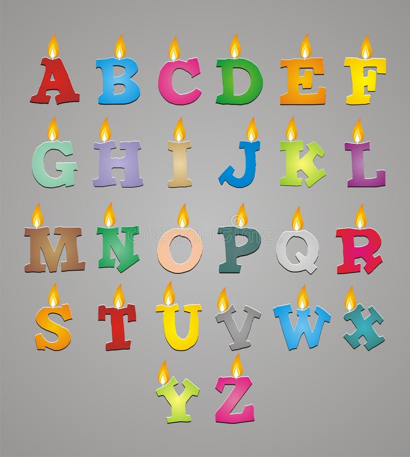 Set of Colorful Alphabet Candle Stock Illustration - Illustration of ...