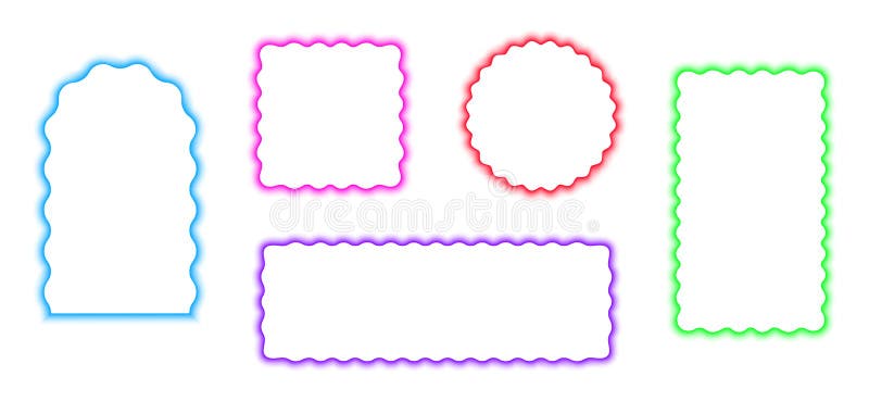 Set of Colorful Arch, Square, Circle and Rectangle Frames with Wavy ...
