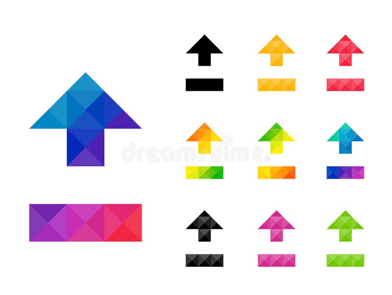 Colorful Upload and Download Buttons Stock Illustration - Illustration ...