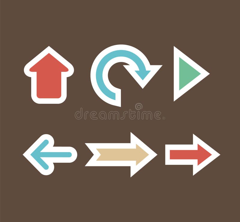 Set of Colorful Arrows with White Stroke. Direction Symbol Stock Vector ...