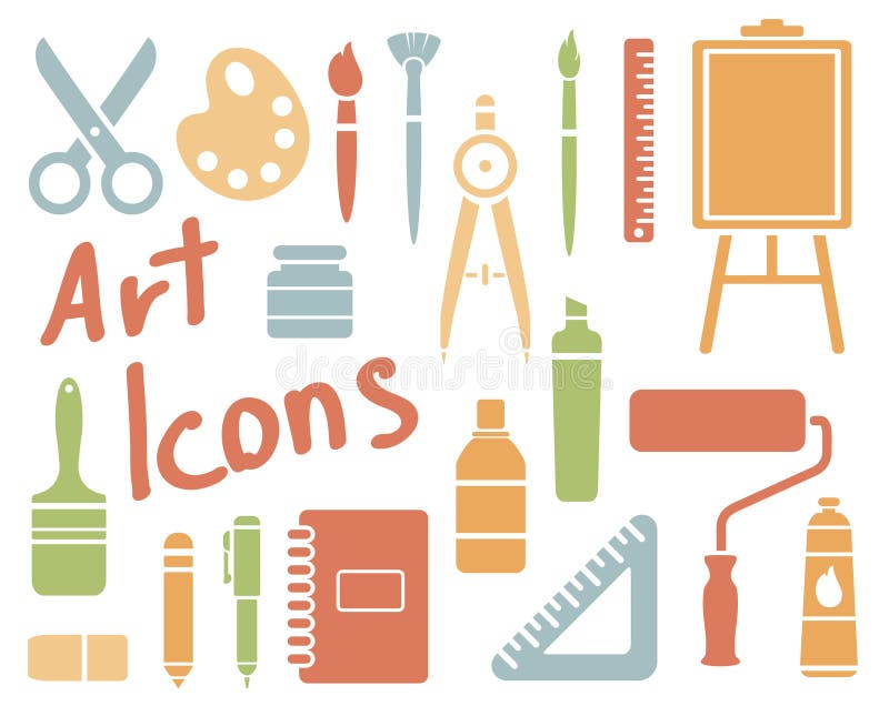 Hand Drawn Art and Craft Vector Symbols and Objects Stock Vector ...