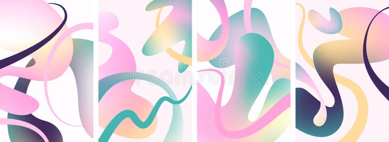 Set of Colorful Backgrounds with Abstract Liquid Forms. Gradient Wavy ...