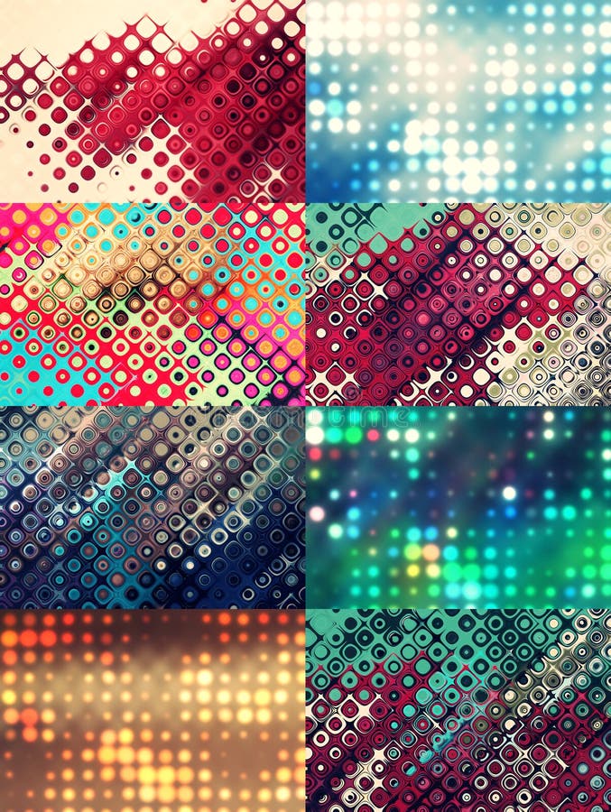 Set Colorful Backgrounds Made of Bright Dots Stock Illustration ...