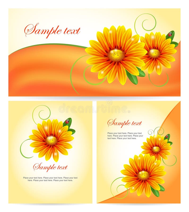 Set of Colorful Banners with Orange Flowers Stock Vector - Illustration ...