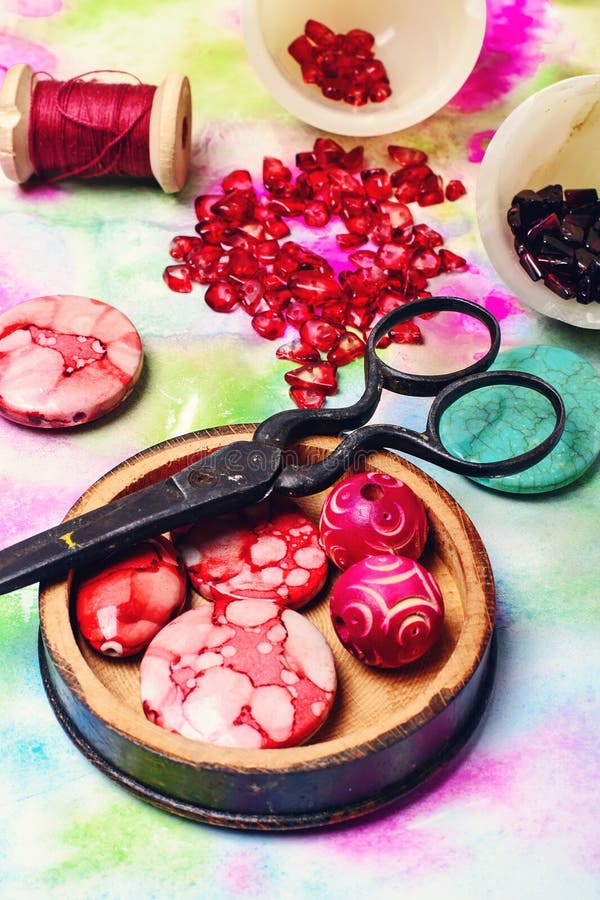 Set of colorful beads stock image. Image of handicraft - 74268535