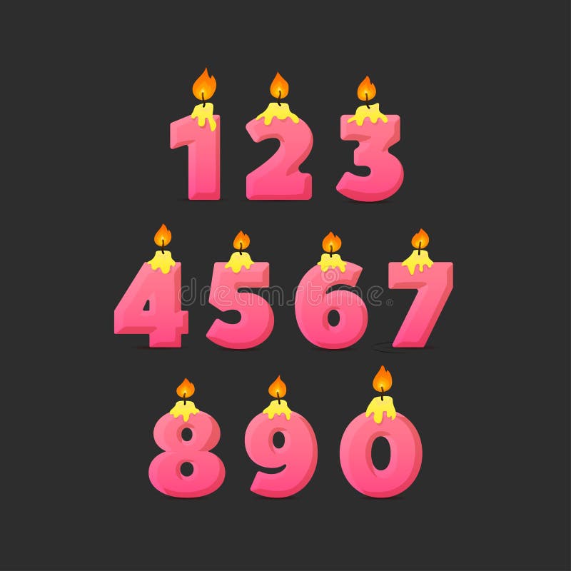 Set of Colorful Birthday Candle Numbers. Wick and Fire Stock Vector ...