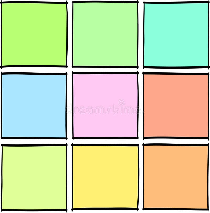 Set of Blank, Square Notes, Vector Sketch Template Stock Vector ...