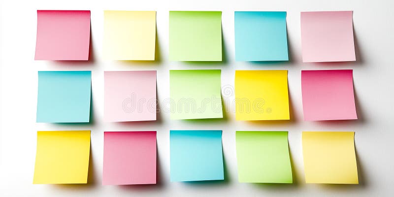 Set of Colorful Blank Sticky Notes Background. Empty Sticky Notepad ...