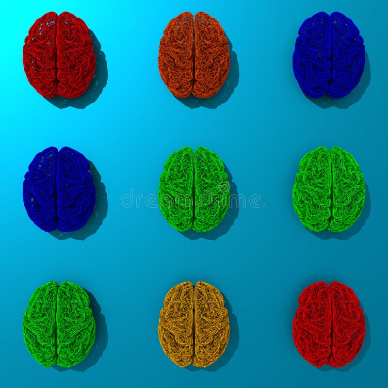 Set of Colorful Brains Low Poly Illustration Stock Illustration ...