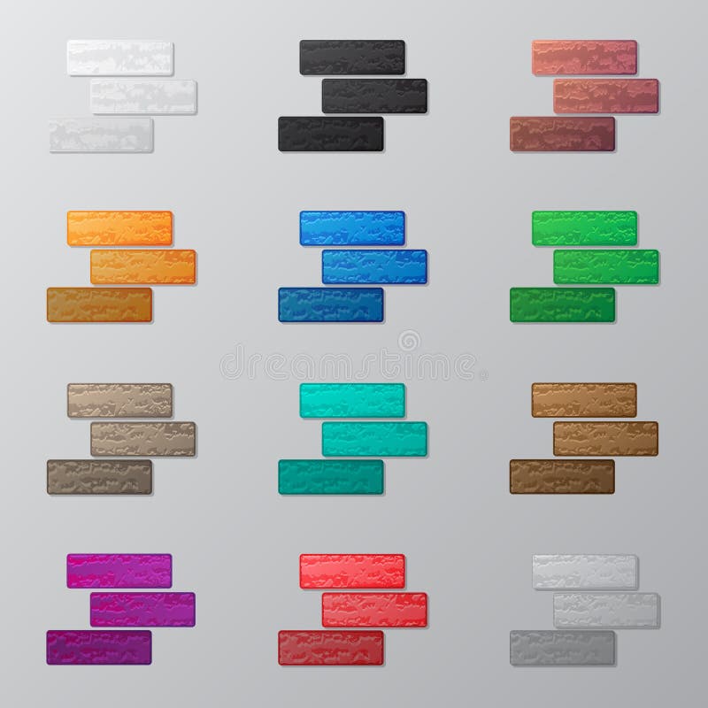 Set of colorful bricks stock vector. Illustration of cracked - 92403910