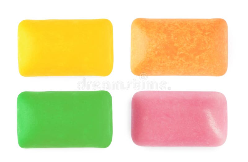 Set of Colorful Bubble Gums Isolated on White, Top View Stock Photo ...