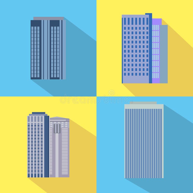 Set of Colorful Business Buildings Icons Stock Vector - Illustration of ...