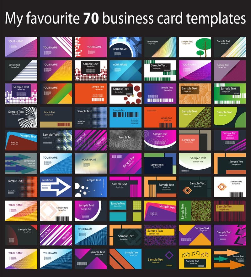 Set of 70 Colorful Business Card Templates Stock Vector - Illustration ...