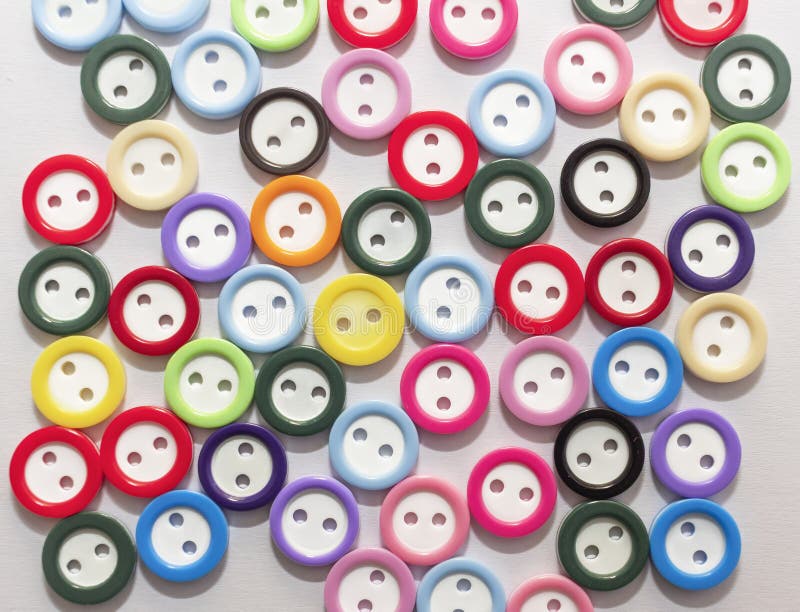 Set of Colorful Button with Two Holes Close-up Isolated on White ...