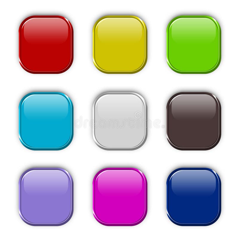 Colorful square buttons stock illustration. Illustration of reflected ...