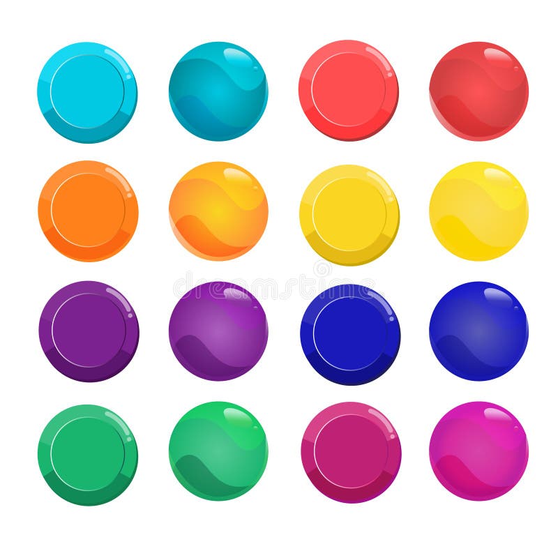 Set of Colorful Buttons for Games and UI Interface Stock Vector ...