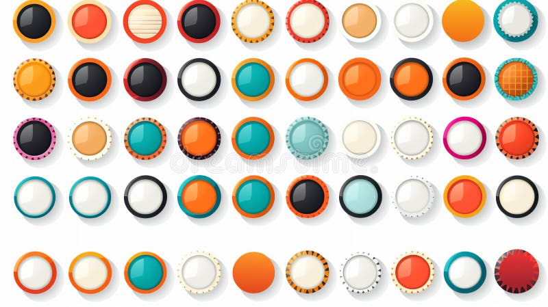 Set of Colorful Buttons on White Background, AI Generated Stock ...