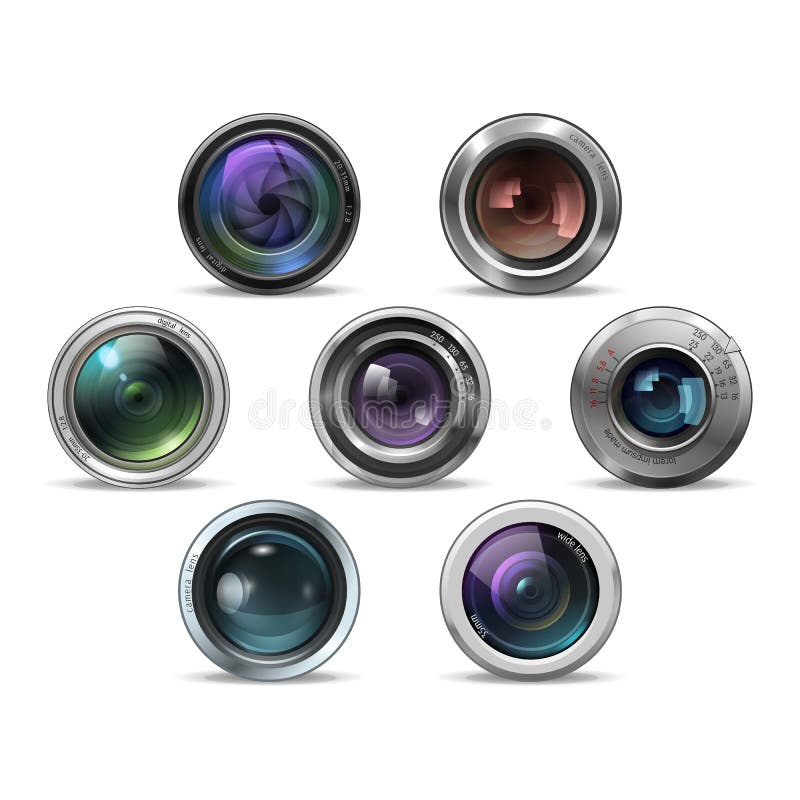 Set of Colorful Camera Photo Lenses. Vector Illustration. Stock Vector ...