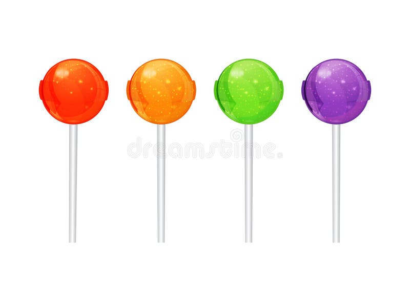 Set of Colorful Candy on a Stick. Vector Stock Vector - Illustration of ...