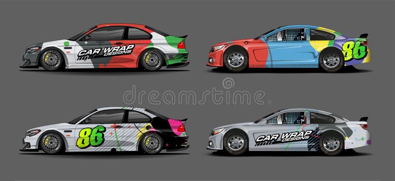 Set of Colorful Car Decal Designs Stock Vector - Illustration of ...