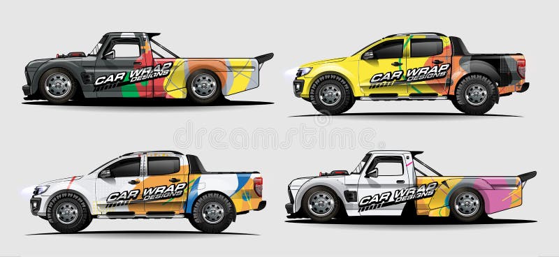 Set of Colorful Car Decal Designs Stock Vector - Illustration of ...