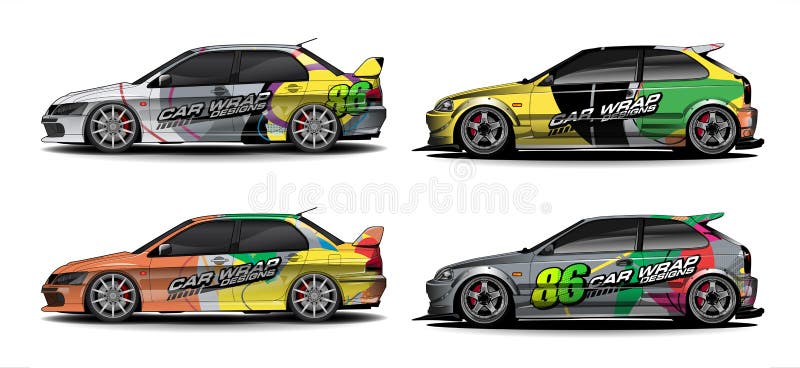 Set of Colorful Car Decal Designs Stock Vector - Illustration of auto ...