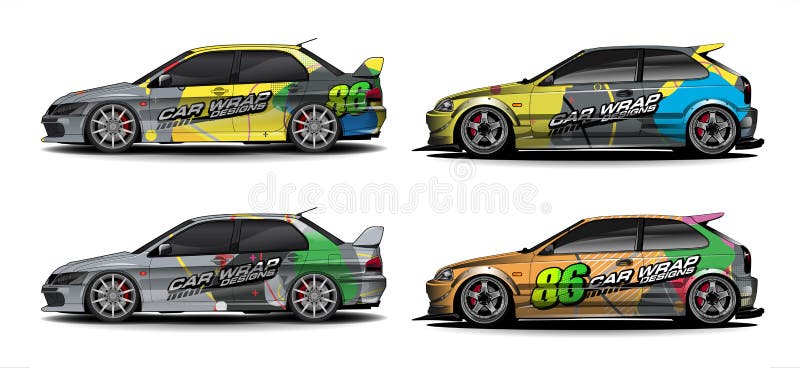 Set of Colorful Car Decal Designs Stock Vector - Illustration of ...