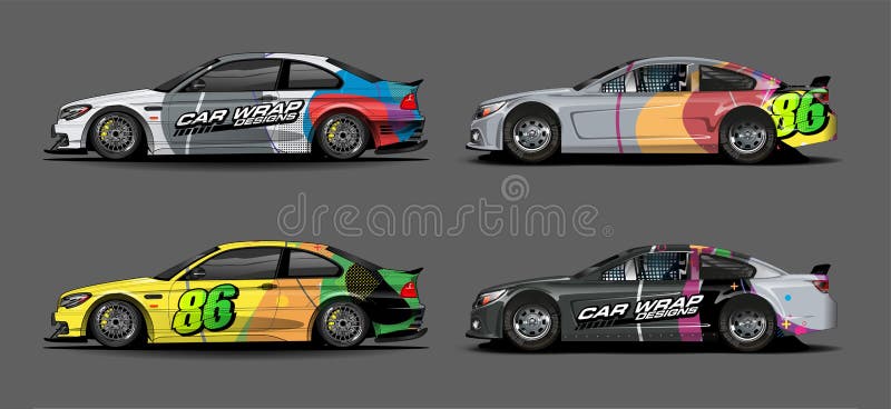 Set of Colorful Car Decal Designs Stock Vector - Illustration of ...