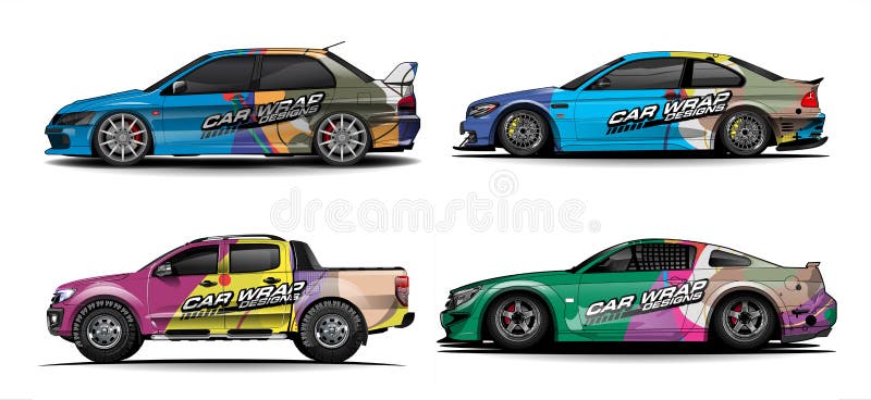 Set of Colorful Car Decals Design Stock Vector - Illustration of ...