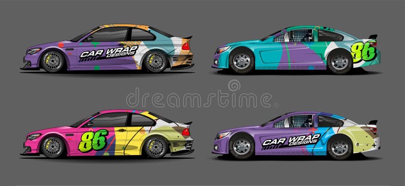Set of Colorful Car Decals Design Stock Vector - Illustration of ...
