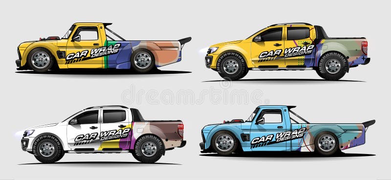 Set of Colorful Car Decals Design Stock Vector - Illustration of ...