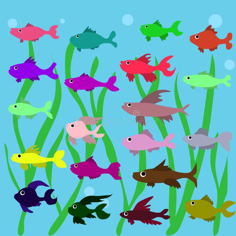 Set of Colorful Cartoon Fish Illustration Stock Vector - Illustration ...