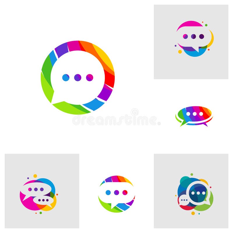 Set of Colorful Chat Logo Template, Creative Chat Logo Design Vector ...