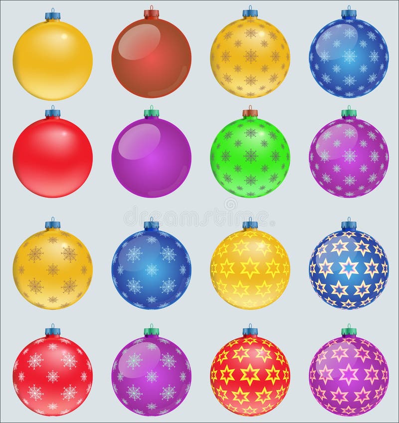 Set of Colorful Christmas Balls Stock Vector - Illustration of greeting ...