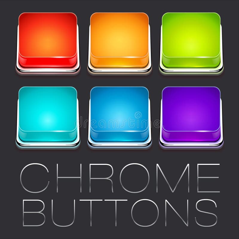 Set of Colorful Chrome Buttons Stock Vector - Illustration of glass ...