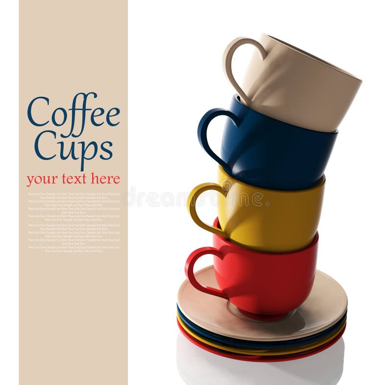 Set of Colorful Cups for Tea Stock Illustration - Illustration of ...