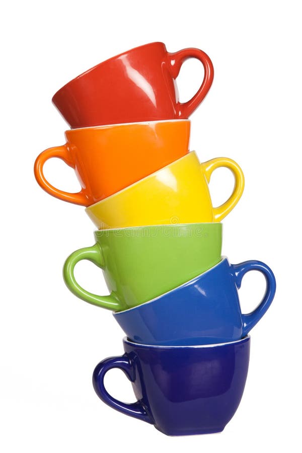 Set of colorful cups. stock photo. Image of blue, service - 35007016