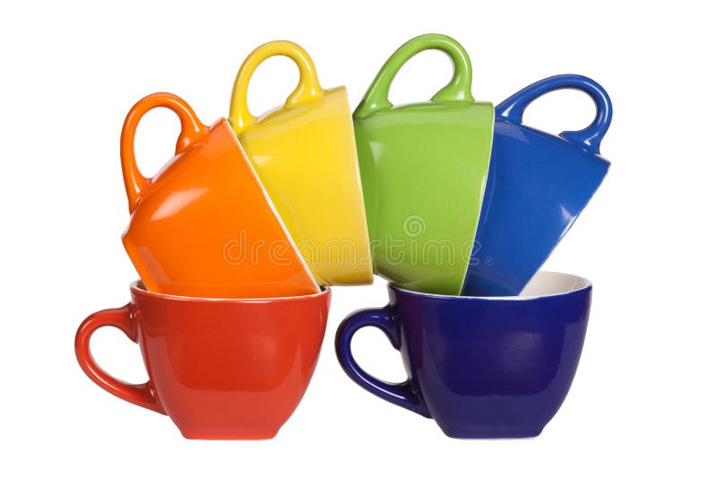 Colored Tea Cups and Saucers. Stock Photo - Image of multi, preparation ...