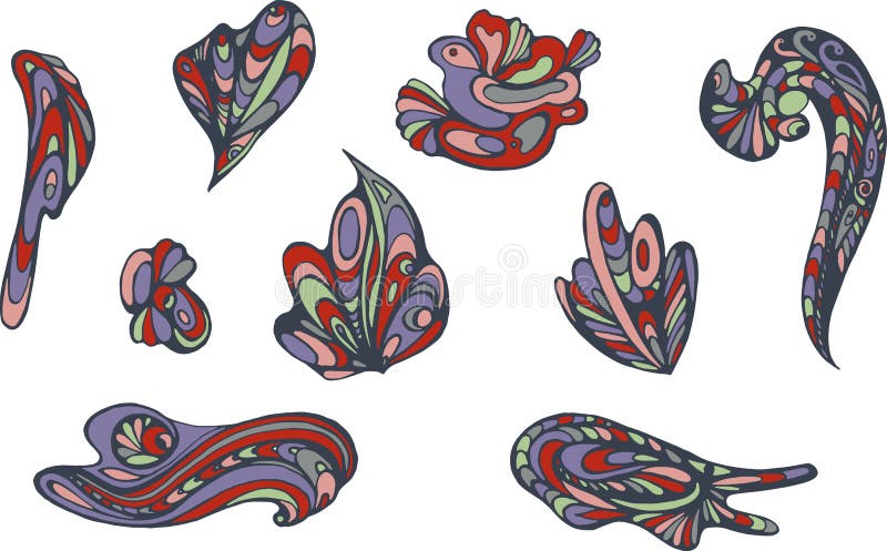 Set of Colorful Curly Abstract Graphic Elements 2 Stock Vector ...